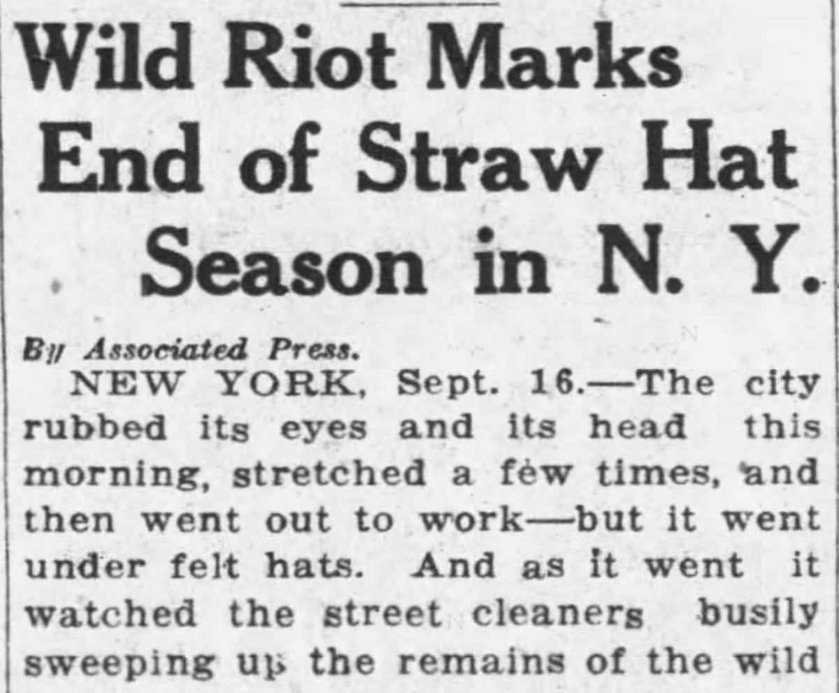 The Straw Hat Riots of 1922: The bad kind of New York fashion week ...