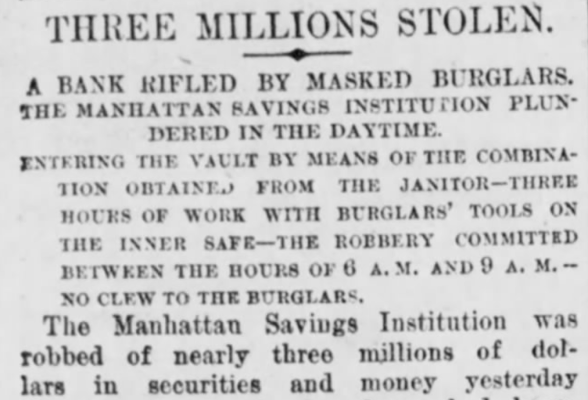 Historic Heist: The Great Bank Robbery of 1878 - The Bowery Boys: New ...
